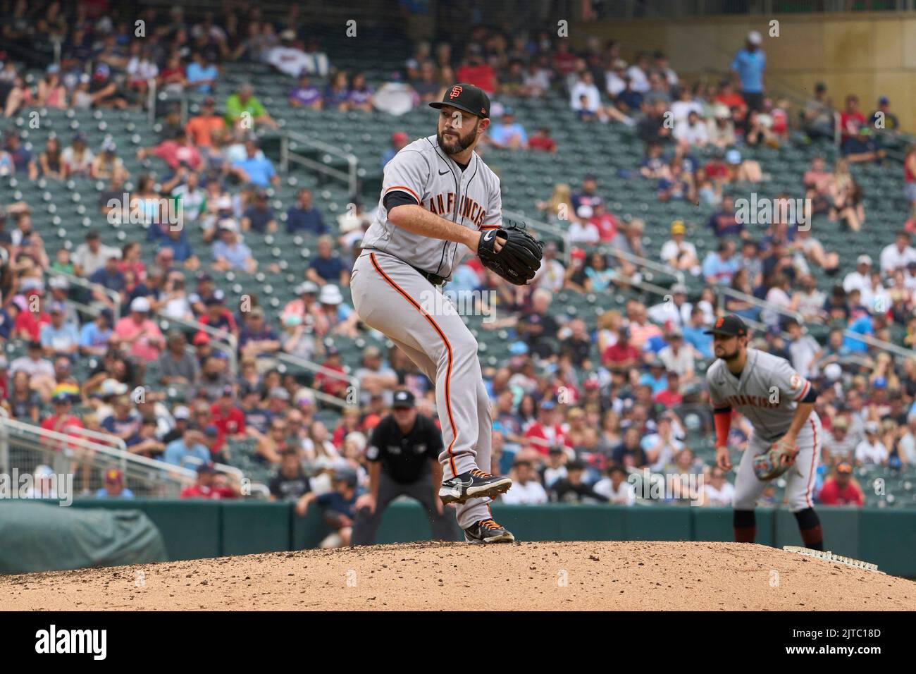 Minneapolis, US, 2August 28 2022: San Francisco pitcher Alex Young (45 ...