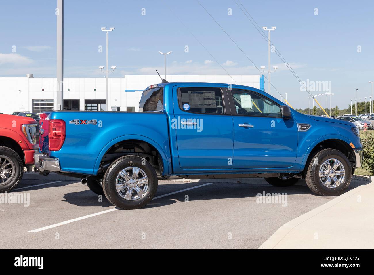 Muncie - Circa August 2022: Ford Ranger pickup truck display at a ...
