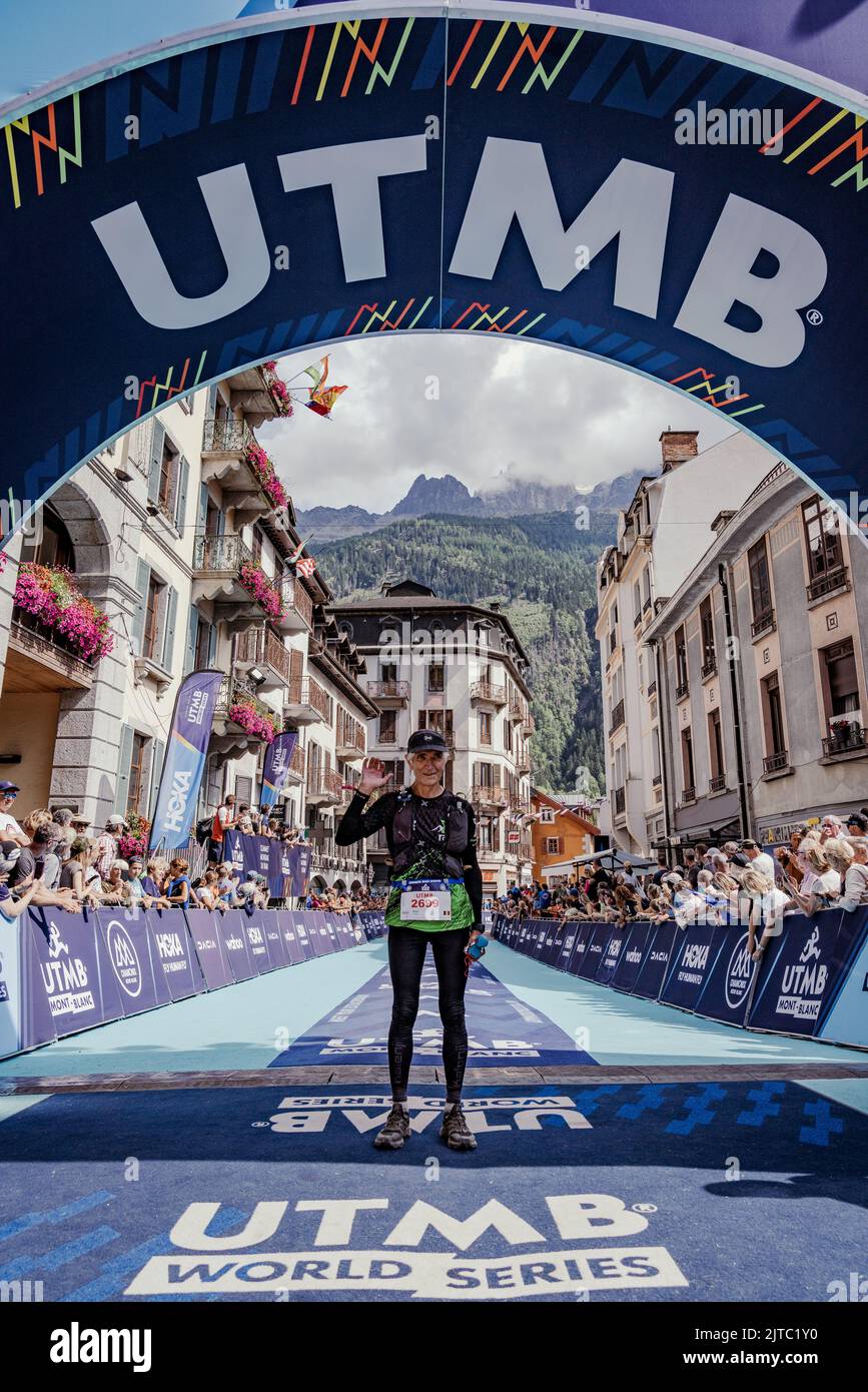Stan TURCU of Romania during the UTMB Mont-Blanc 2022, Aged 74 he was ...