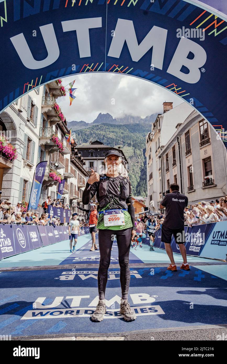 Stan TURCU of Romania during the UTMB Mont-Blanc 2022, Aged 74 he was ...