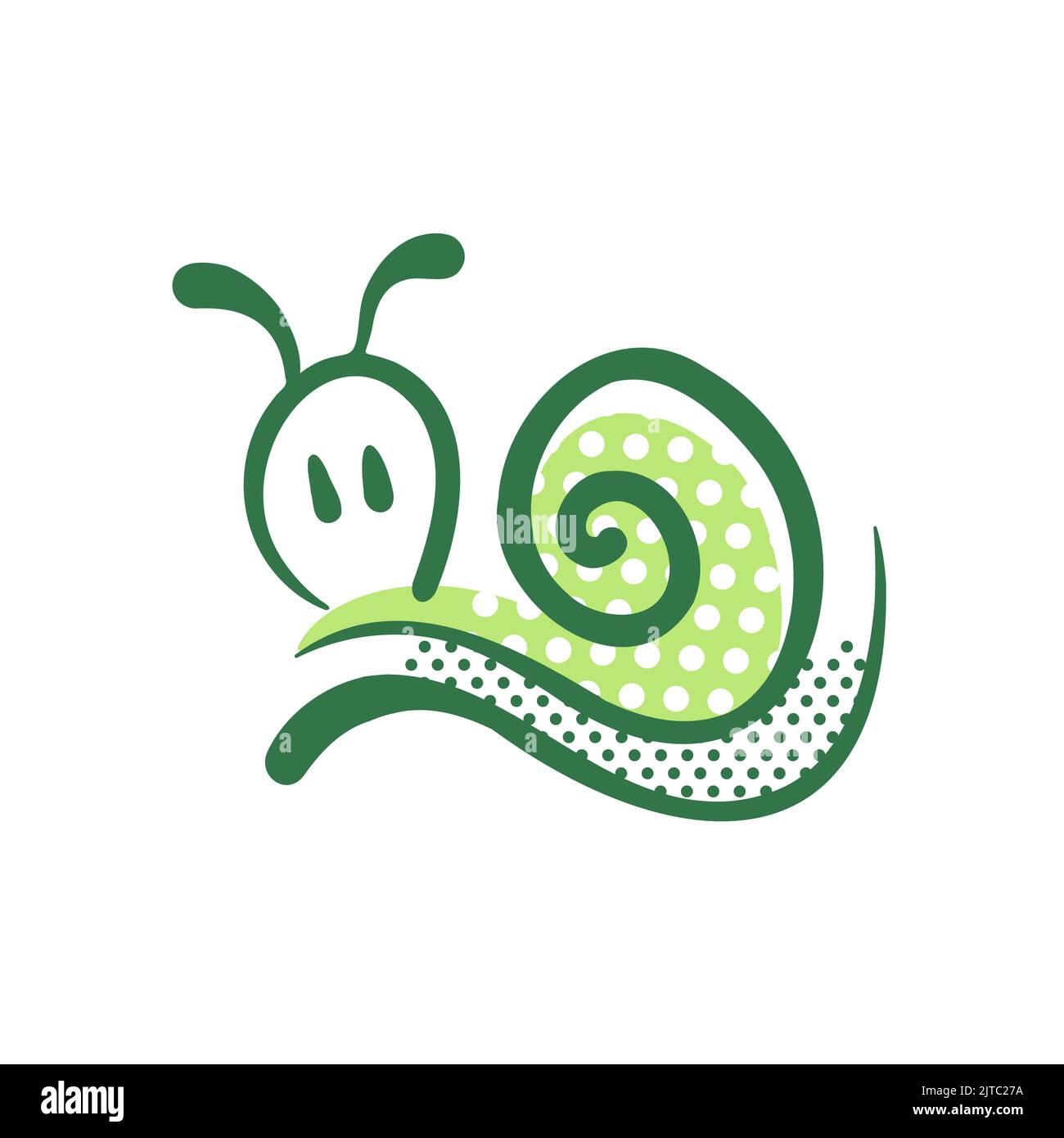 Snail Logo. Cartoon icon - green snail on a white background. Simple ...