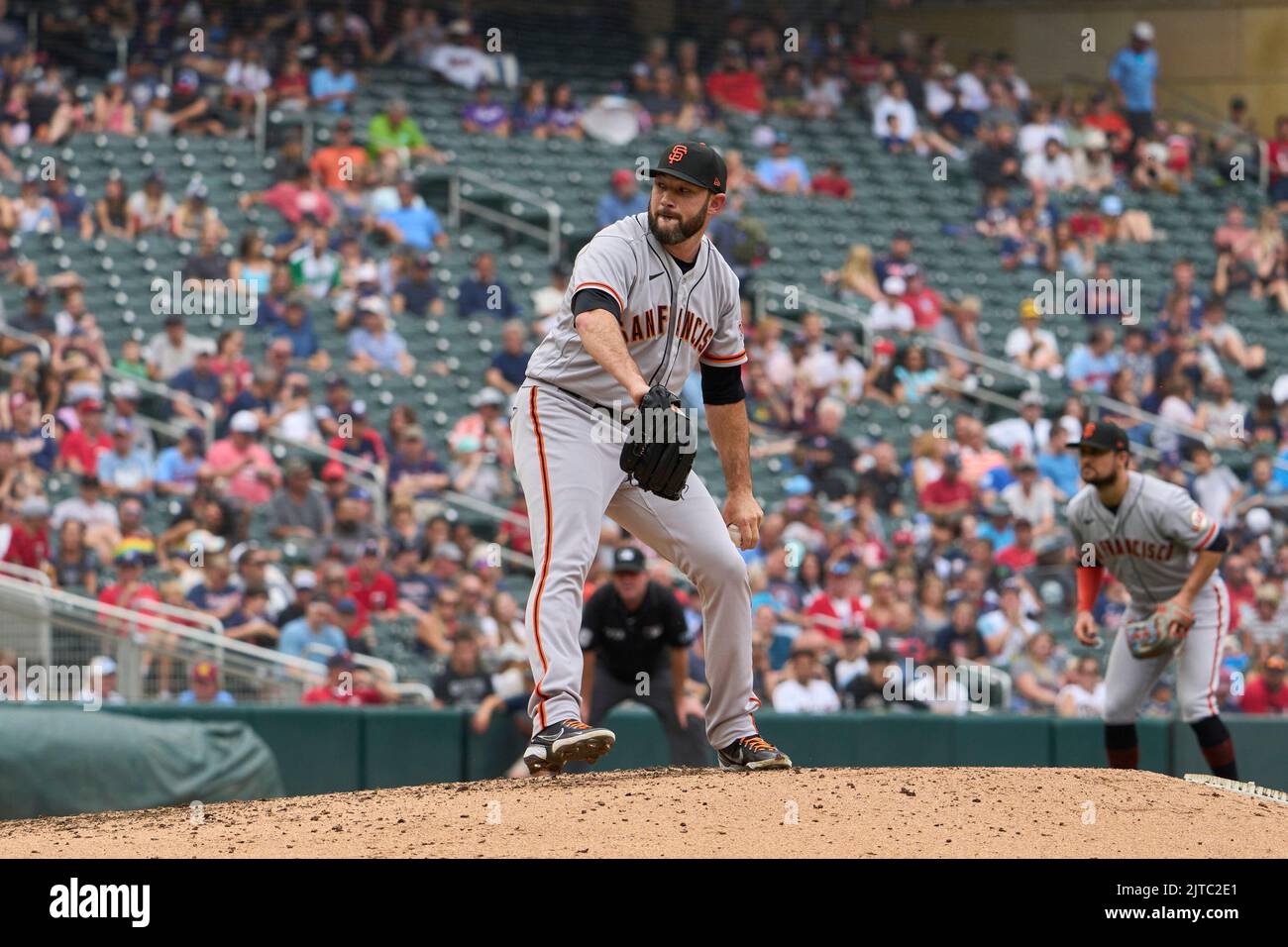 Minneapolis, US, August 28 2022: San Francisco pitcher Alex Young (45 ...