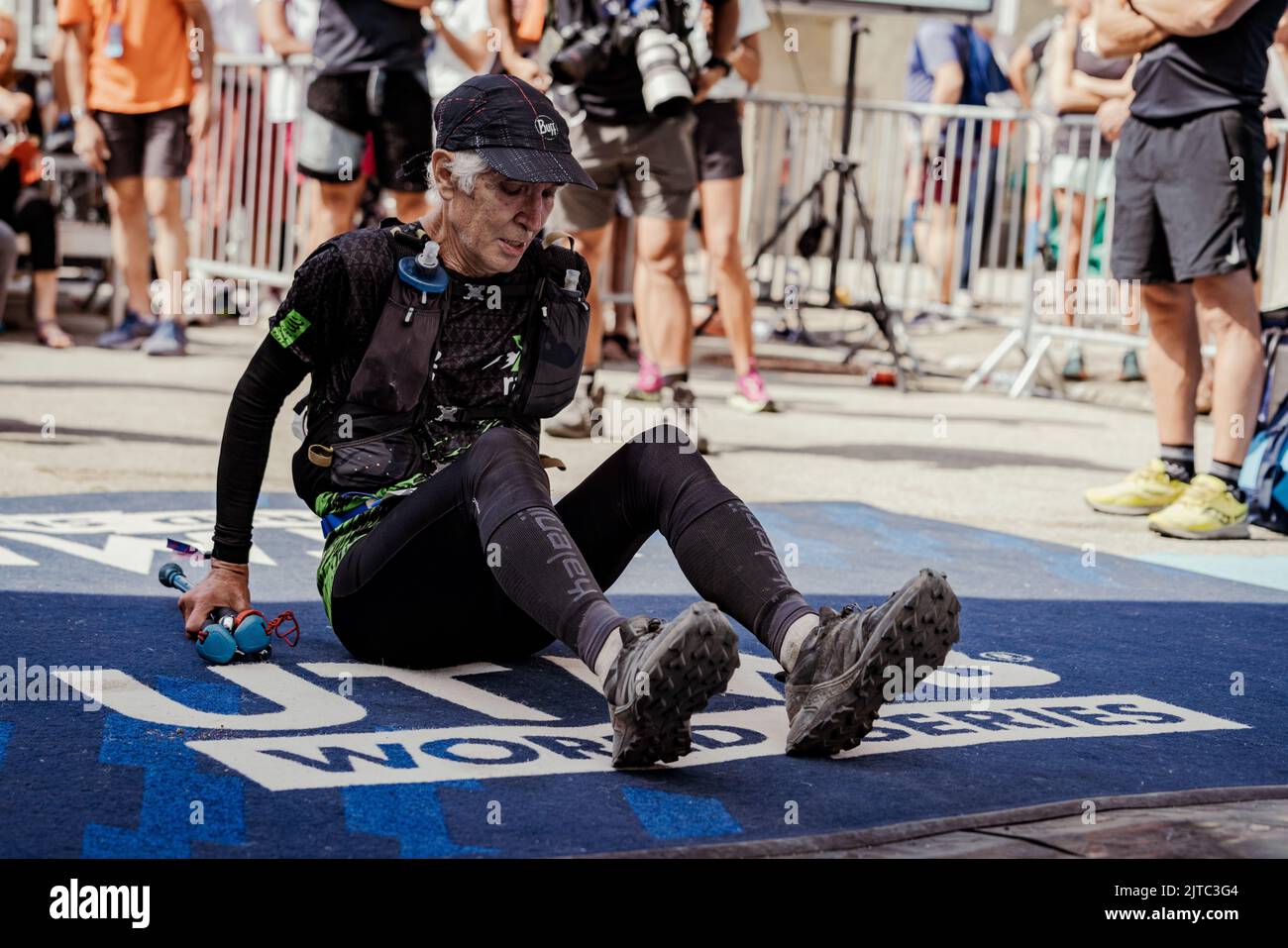 Stan TURCU of Romania during the UTMB Mont-Blanc 2022, Aged 74 he was ...