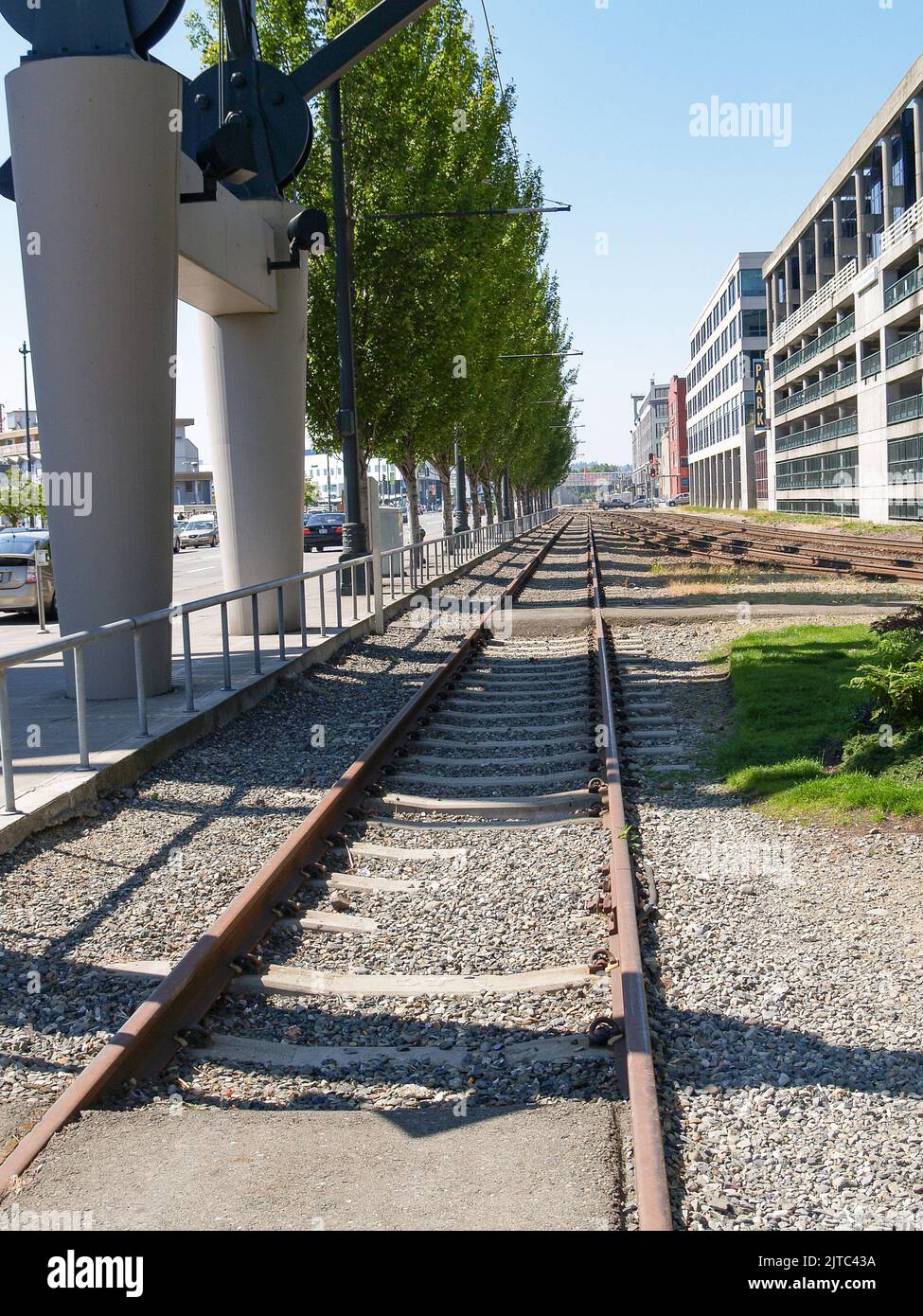 Train railway tracks leading through hi-res stock photography and ...