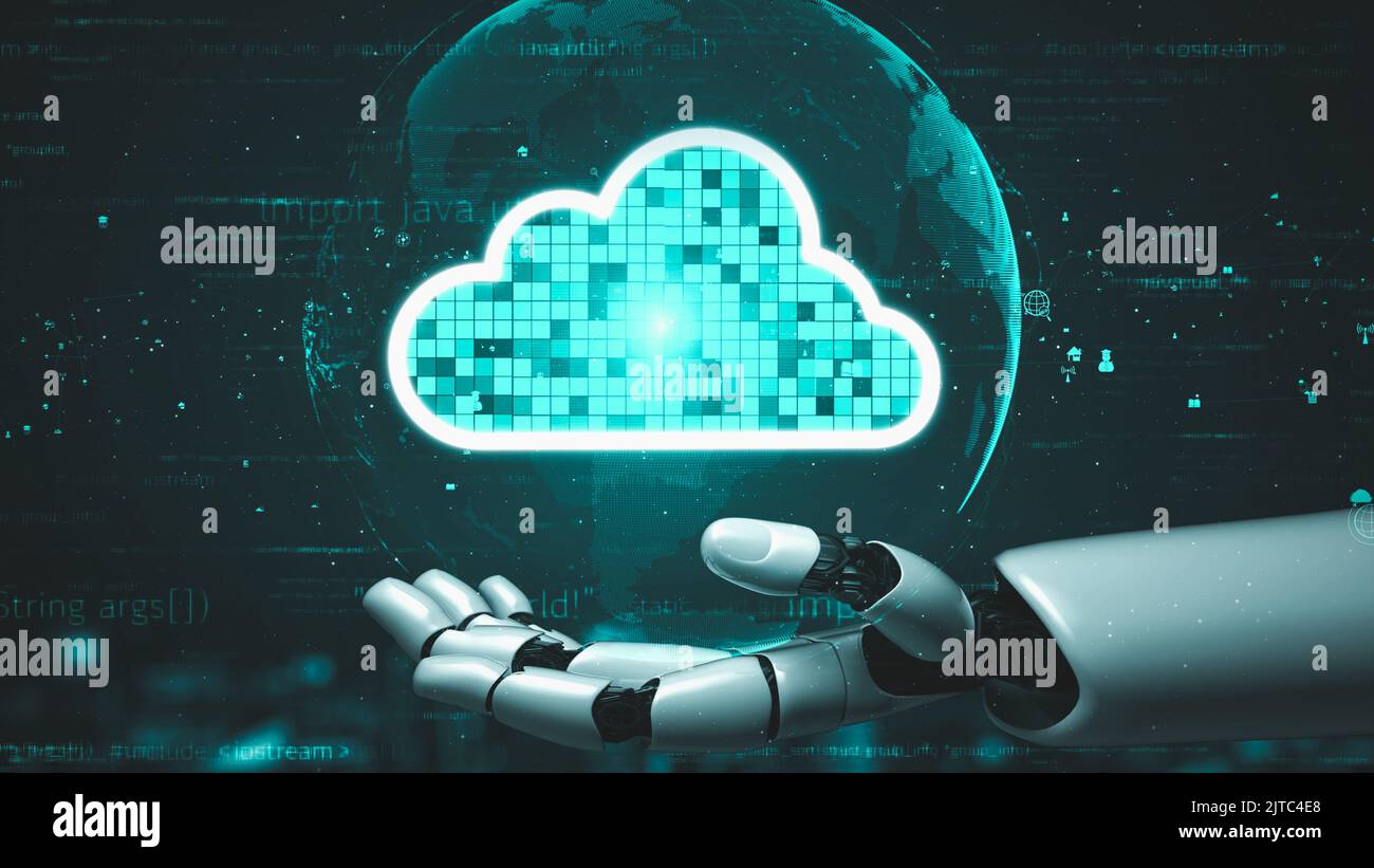 Futuristic robot artificial intelligence enlightening AI technology ...