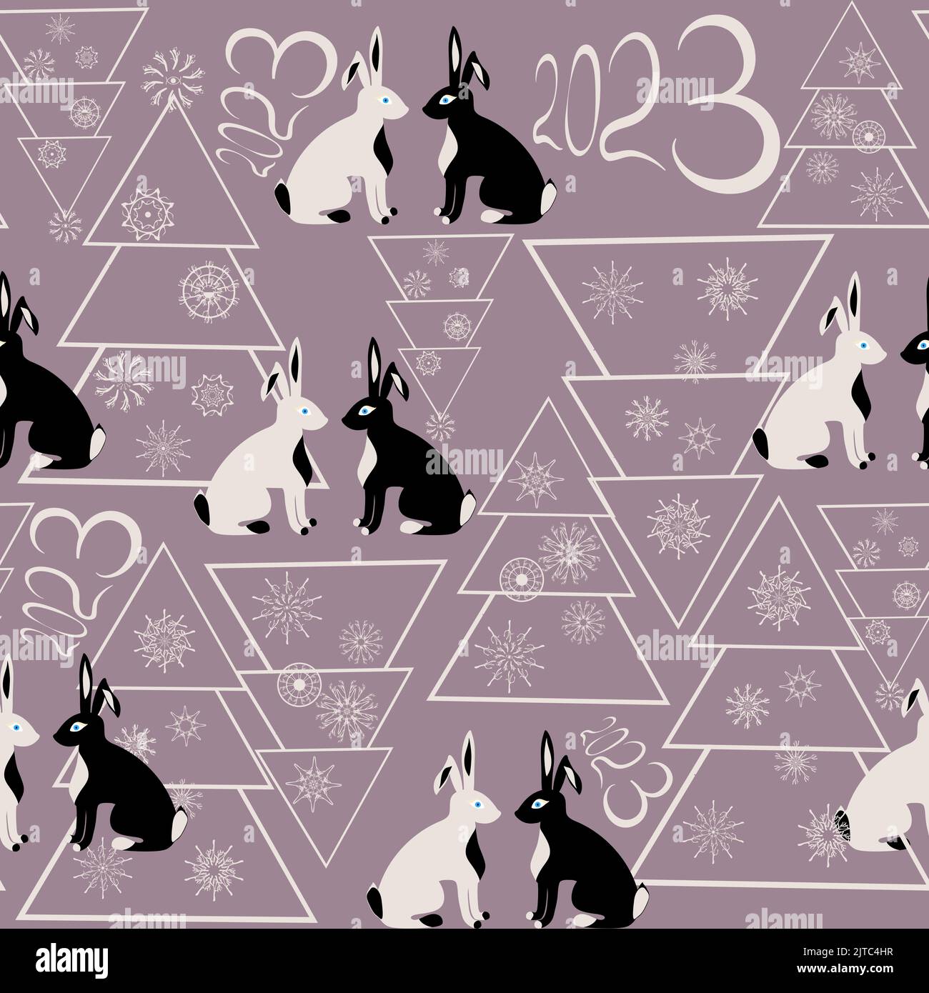 new Year's pattern with elegant snow-white Christmas tree seamless ...