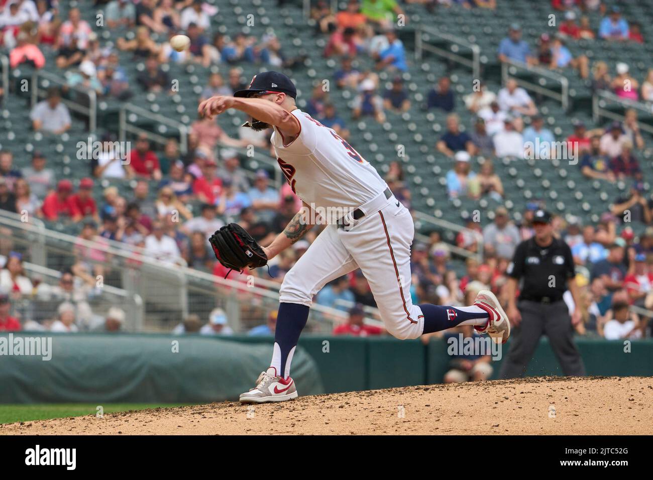 August 28 2022: Minnesota pitcher Devin Smeltzer (31) throws a pitch ...