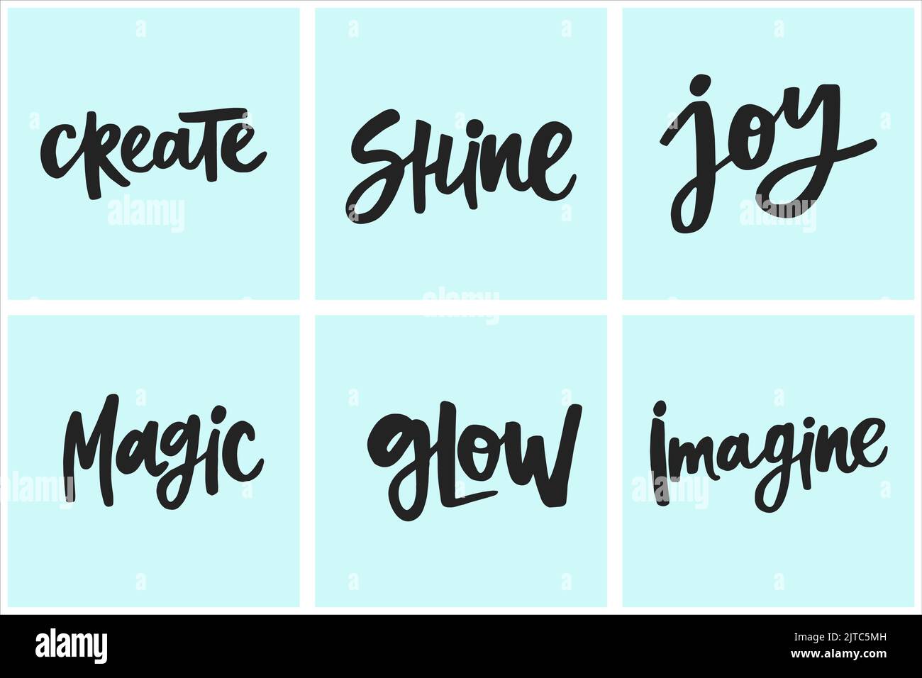 Set of handwritten words about happiness. Collection of creative ...