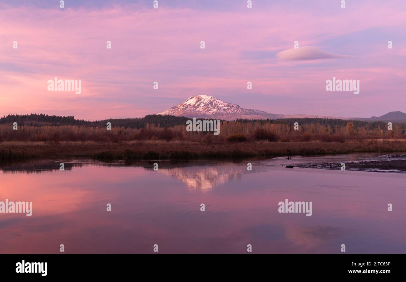 Beautiful Golden Hour View of Mt Adams from Trout Lake Meadows in ...