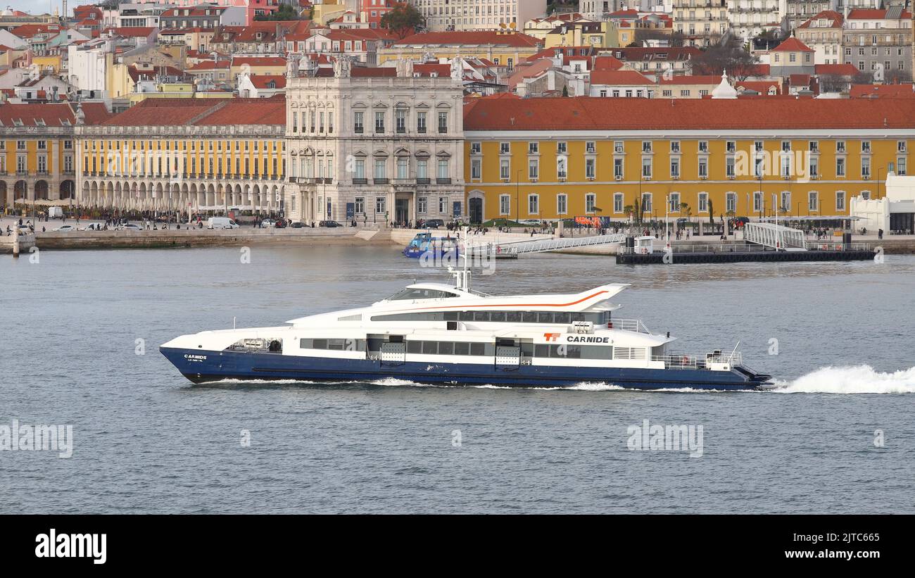Passenger ship Carnide is pictured on the Tagus River, near Lisbon. The ...