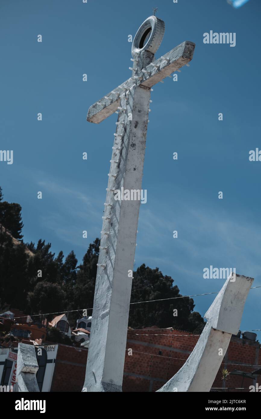 A closeup of a large vertical white anchor Stock Photo - Alamy