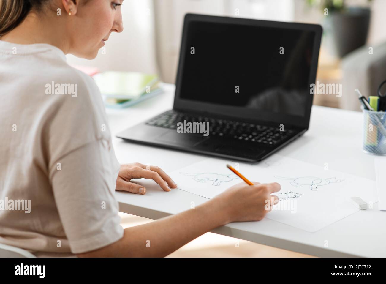 Online drawing lesson hi-res stock photography and images - Alamy