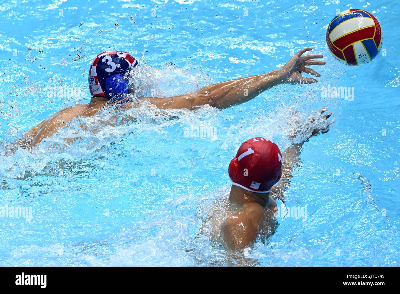 SPLIT, CROATIA - AUGUST 29: Loren Fatovic of Croatia in action against ...