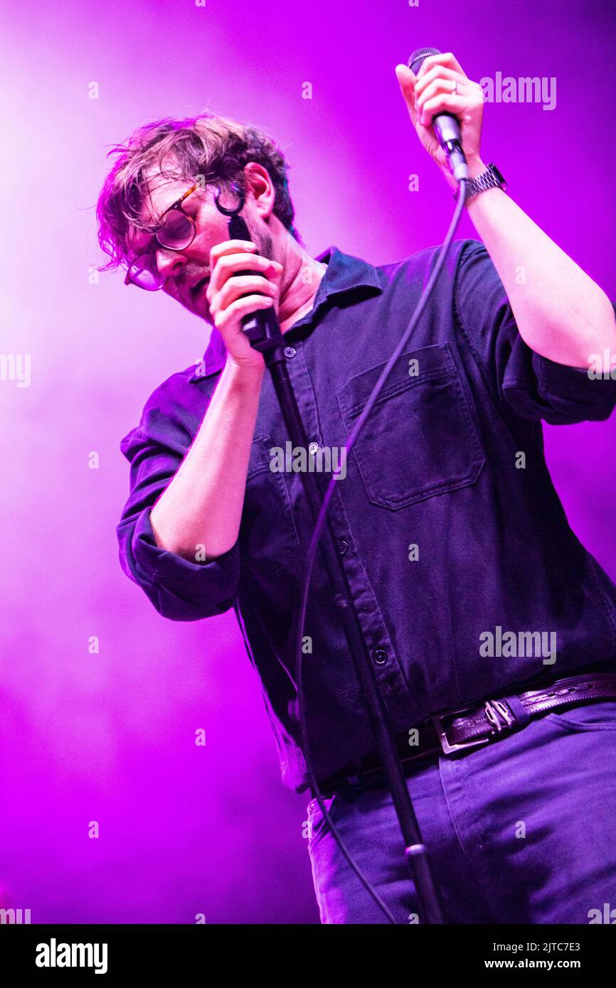 Turin Italy. 28 August 2022. The British band YARD ACT performs live on ... Turin Italy. 28 August 2022. The British band YARD ACT performs live on ...