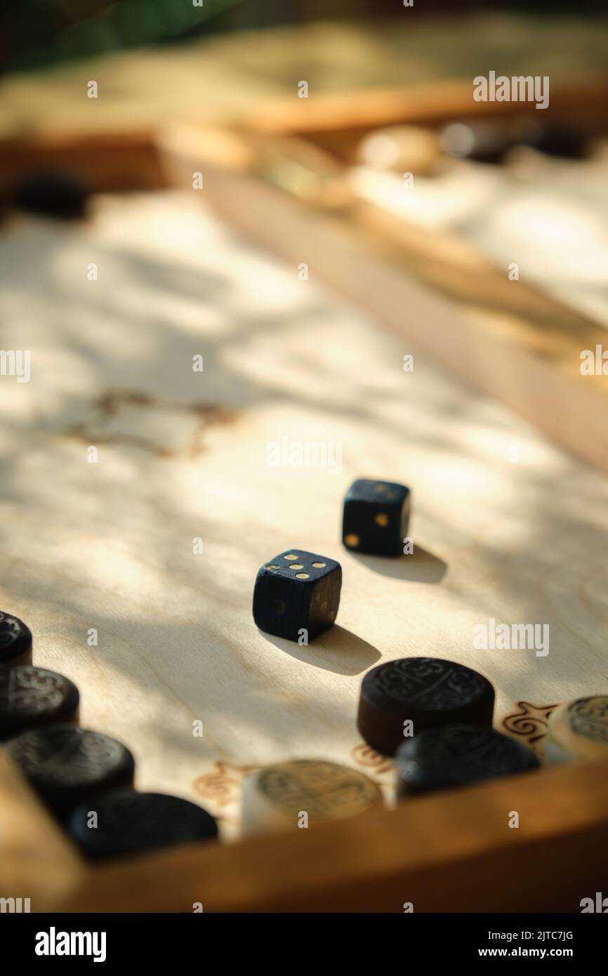an open board for playing backgammon Stock Photo - Alamy