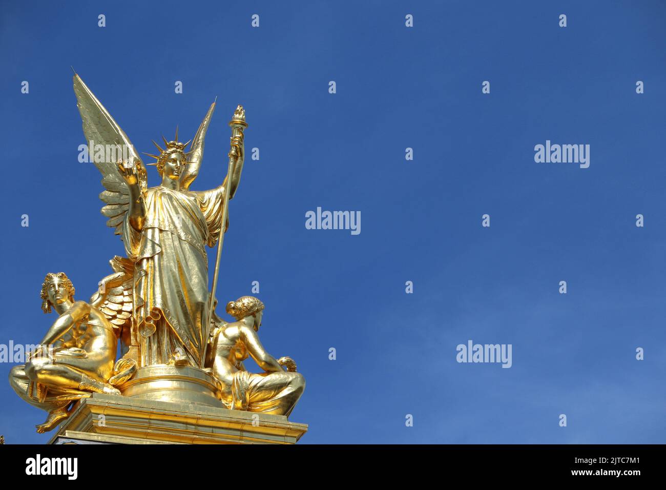 Golden statue of the Palais Garnier, the National Opera of Paris Stock ...