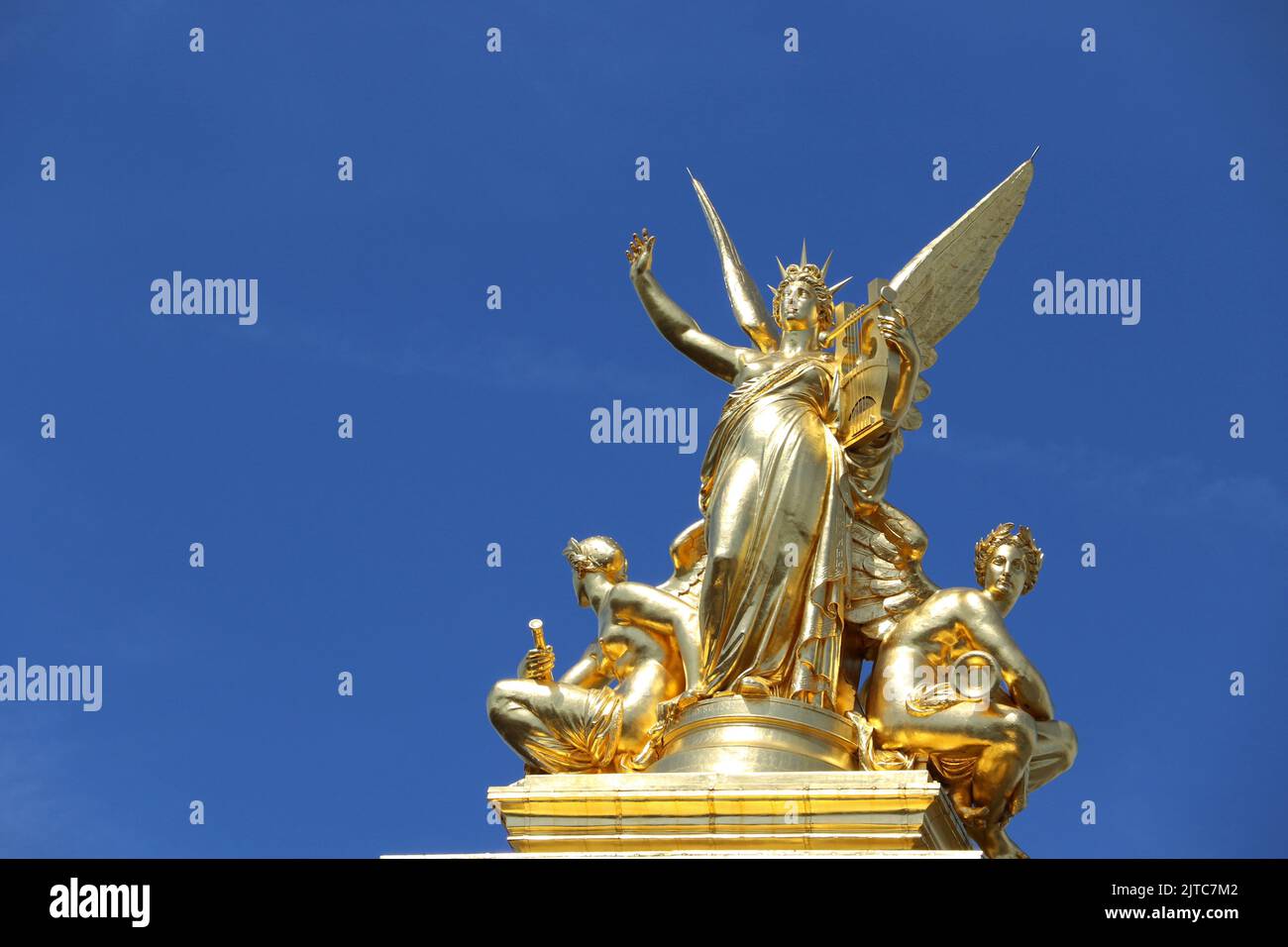 Golden statue of the Palais Garnier, the National Opera of Paris Stock ...