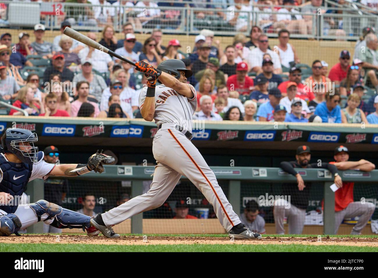 Minneapolis, US, August 28 2022: San Francisco left fielder Lamont Wade ...