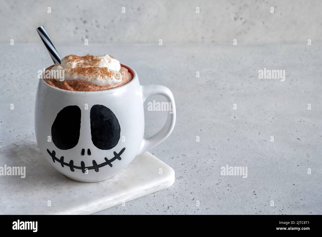 Mug with scary Jack's face. Halloween background. Halloween party Stock ...