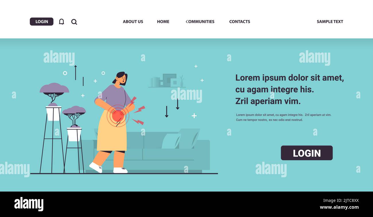 businesswoman suffering from stmack ache inflammation of muscles ache ...