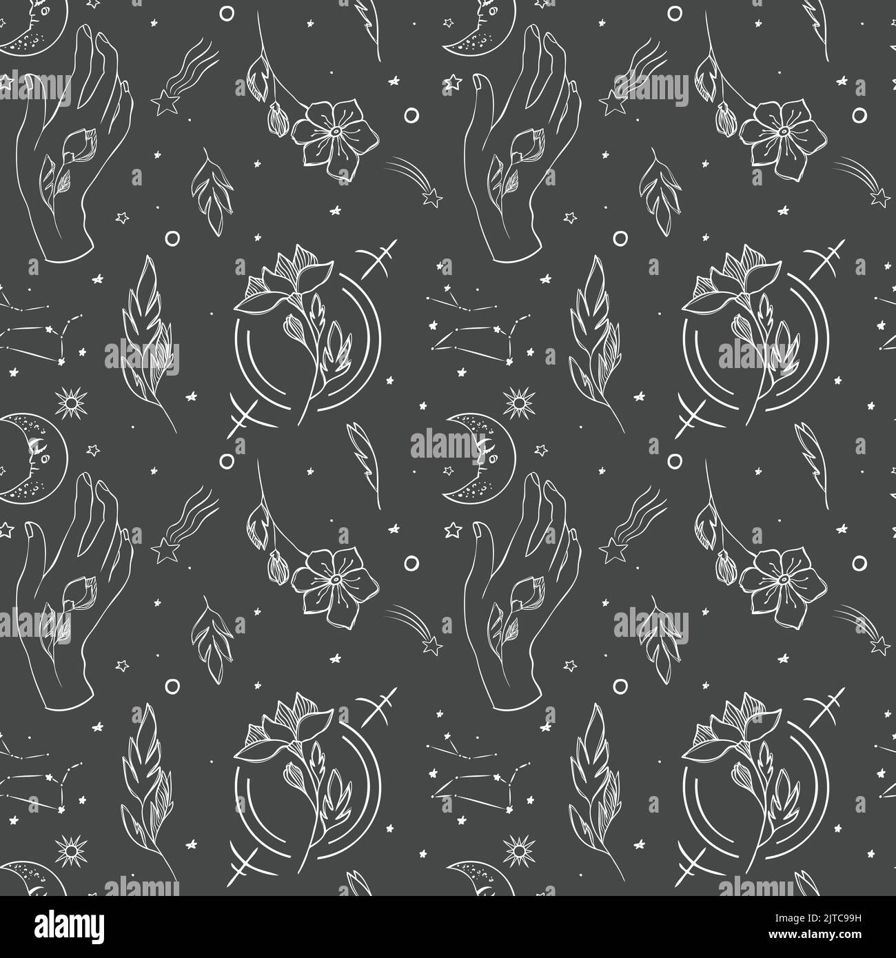 Esoteric symbols with the moon and the sun. Celestial signs Stock ...