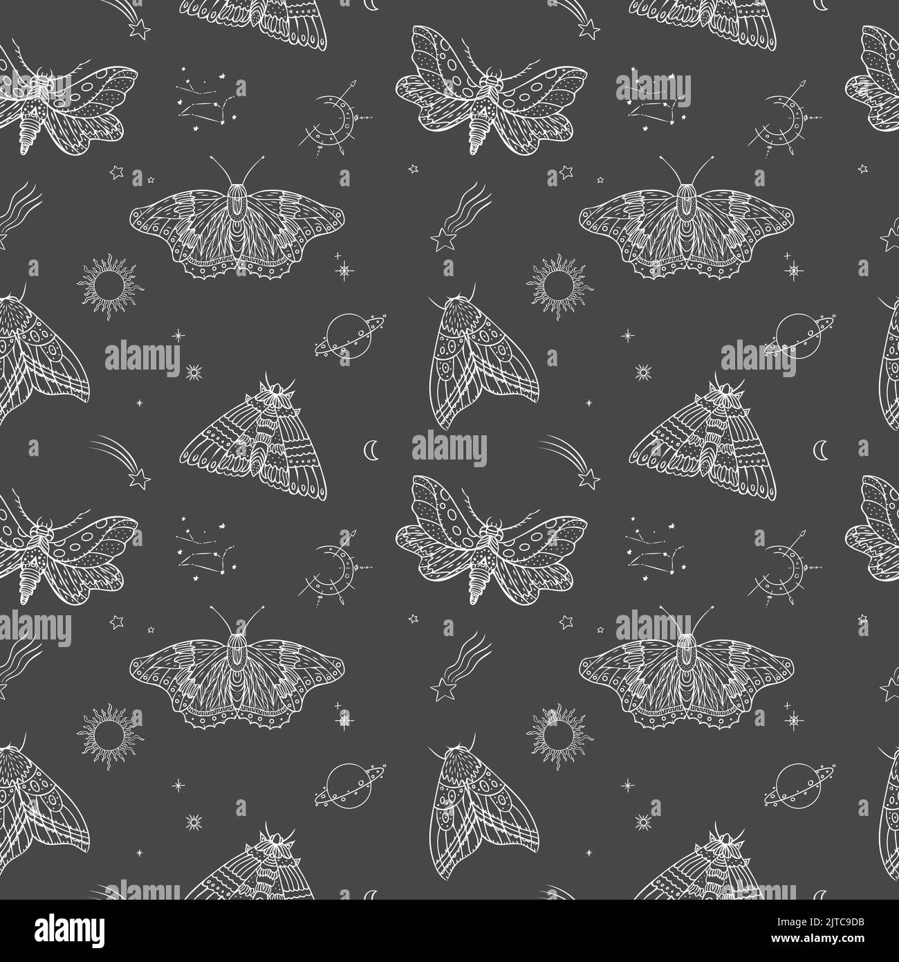 Esoteric symbols with the moon and the sun. Celestial signs Stock ...