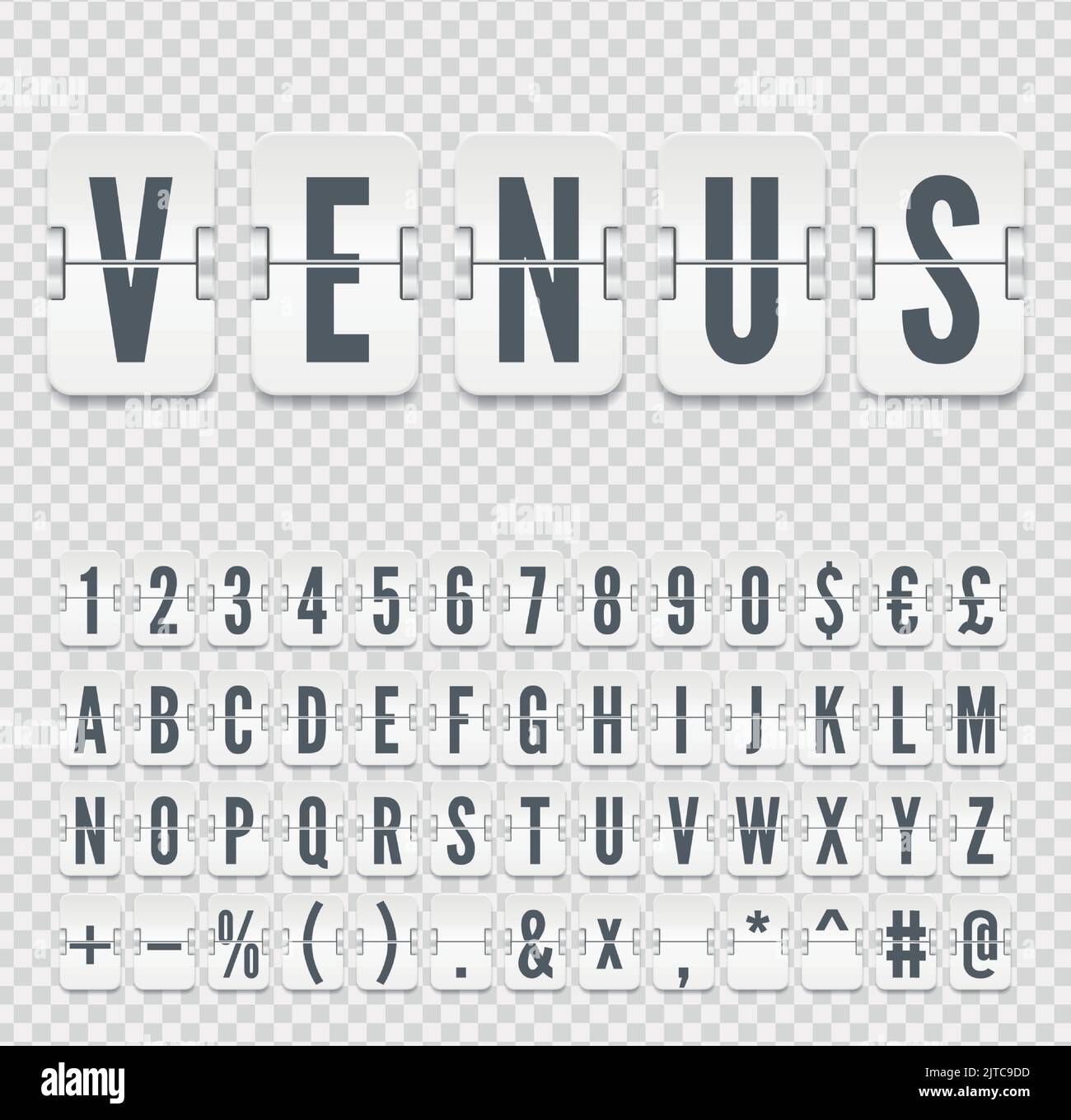 Space airport flip board font for showing flight arrival information ...
