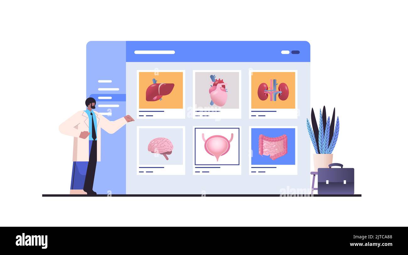 scientist examining anatomical human body internal organs on digital ...