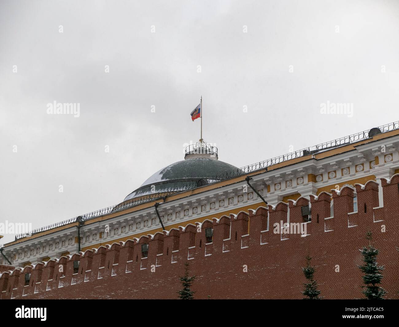 Kremlin Moscow Dome of Senate building Russian Flag tower Stock Photo ...
