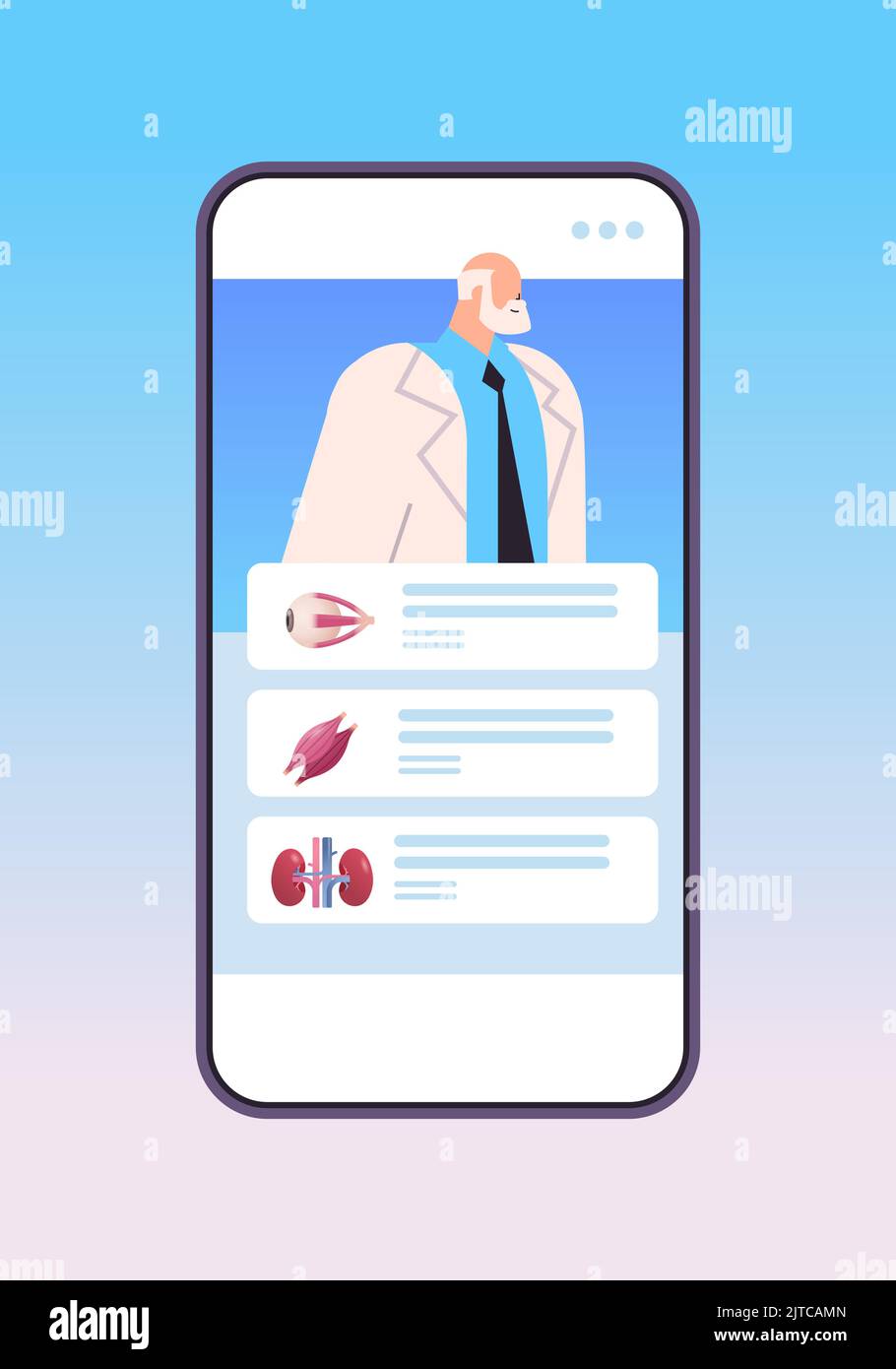 scientist examining anatomical human body internal organs on smartphone ...
