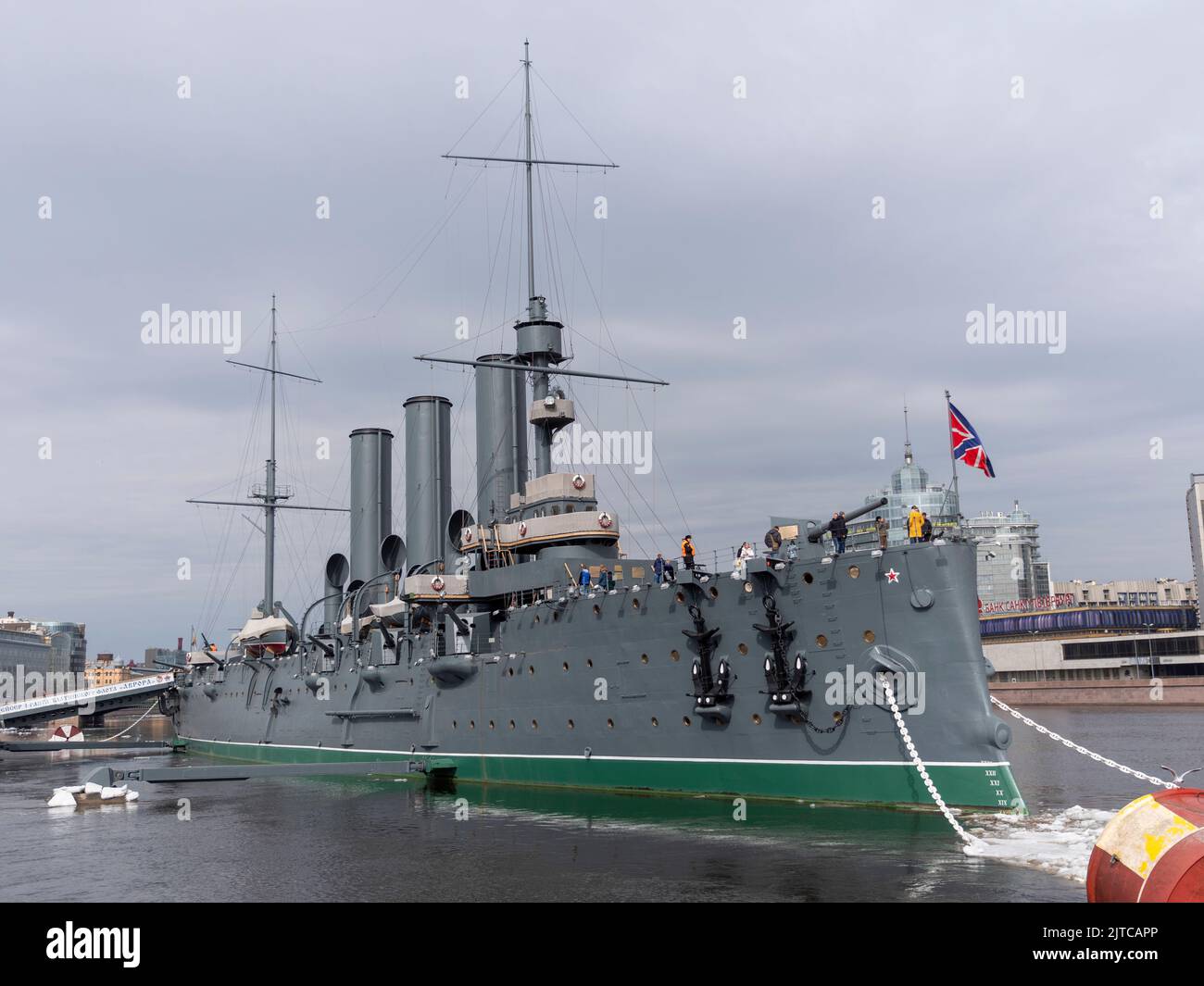ST. PETERSBURG, RUSSIA, March 10, 2020: The Cruiser Aurora. The ship is ...