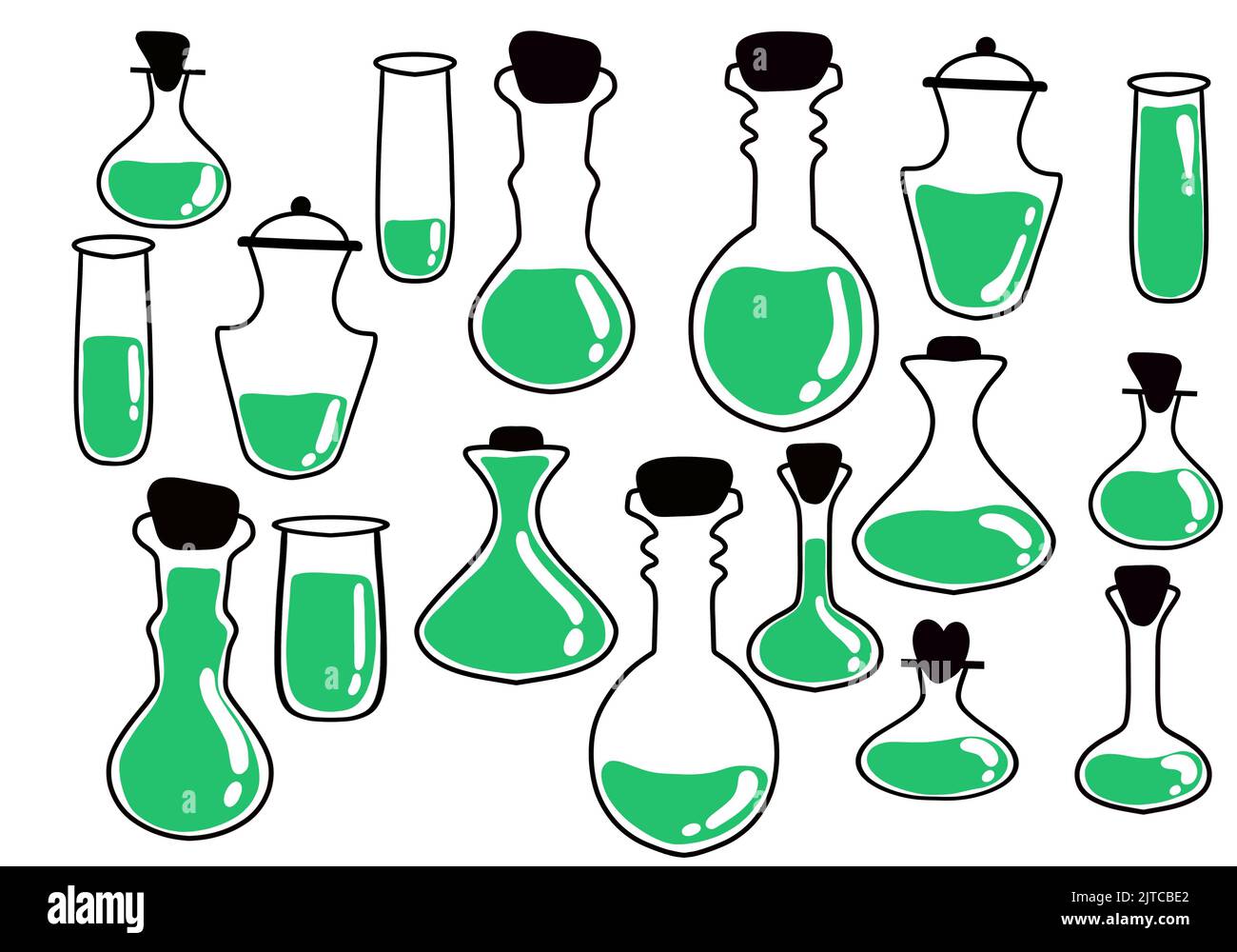Set Halloween witches poison potion bottle for wrapping paper and ...
