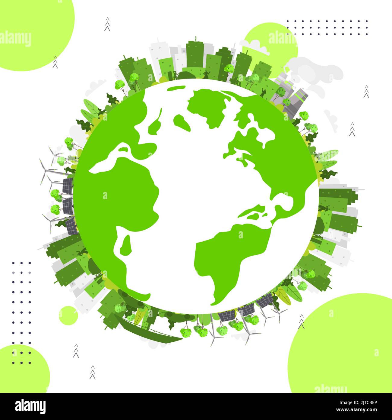 renevable energy concept green houses with solar energy panels around ...
