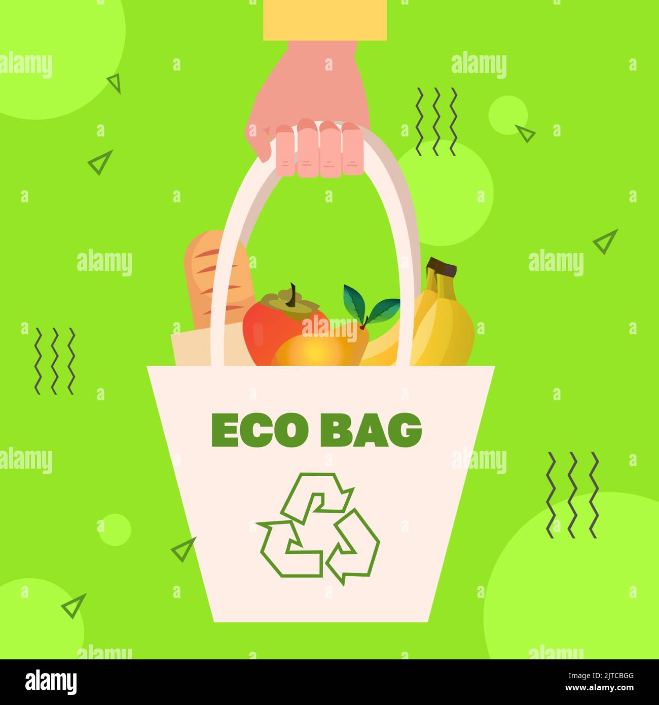 hand holding shopping grocery eco bag full of fruits eco friendly mesh ...