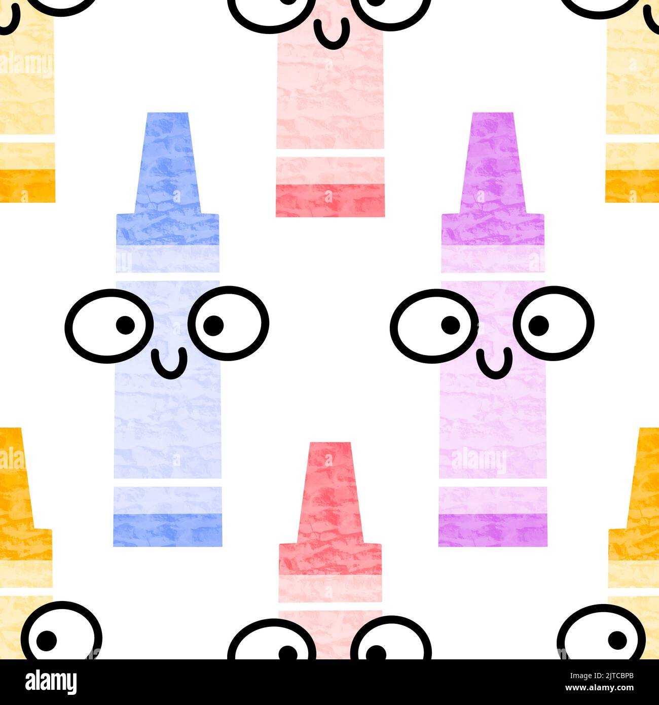 Back to school seamless cartoon color pencil pattern for kids clothes ...