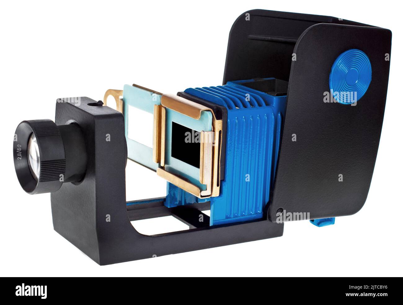 Old slide projector isolated on white background Stock Photo - Alamy