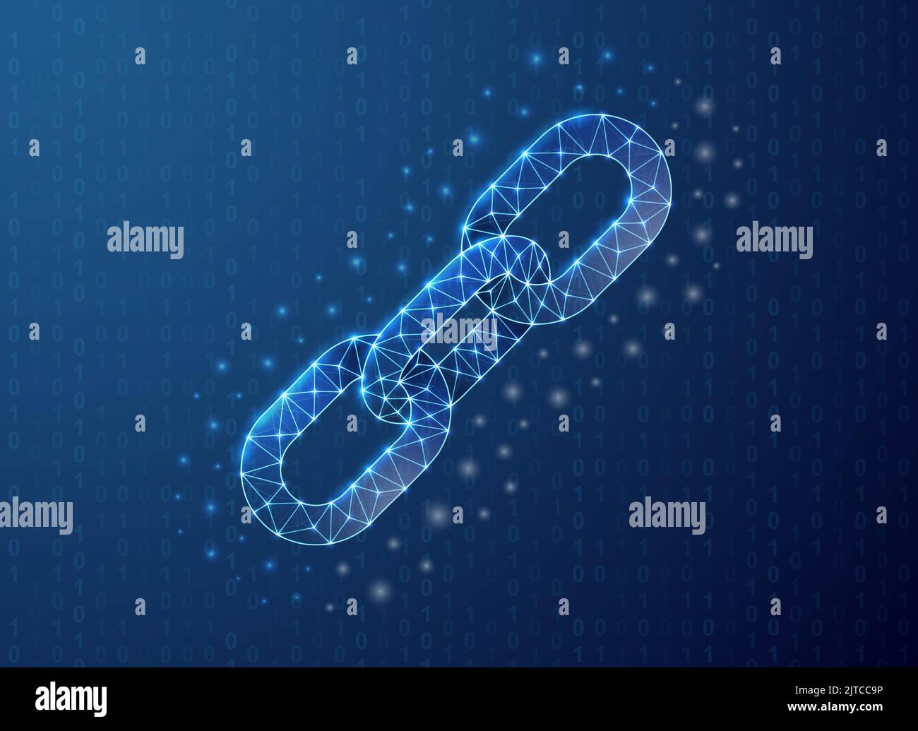Chain polygonal symbol with binary code background. Chainlink concept design vector illustration ...
