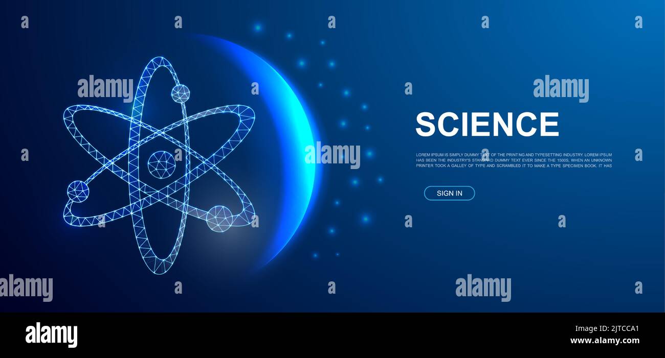 Atom 3d polygonal symbol for website template. Low poly Molecule ...