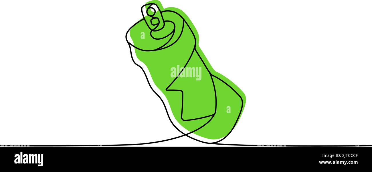 Drink can one line colored continuous drawing. Aluminium can continuous ...