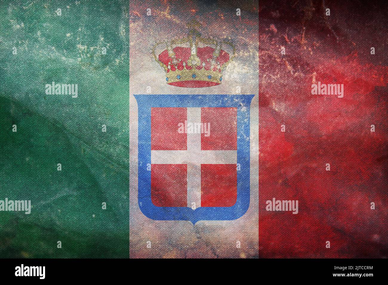 retro flag of Italy 1861 1946 crowned, Europe with grunge texture. flag ...