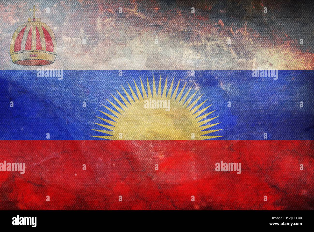 retro flag of Kingdom of Bau, Australia Oceania with grunge texture ...