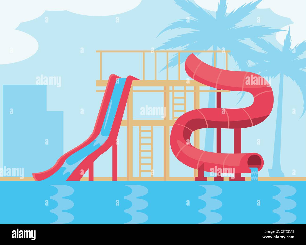 water park with red slides Stock Vector Image & Art - Alamy