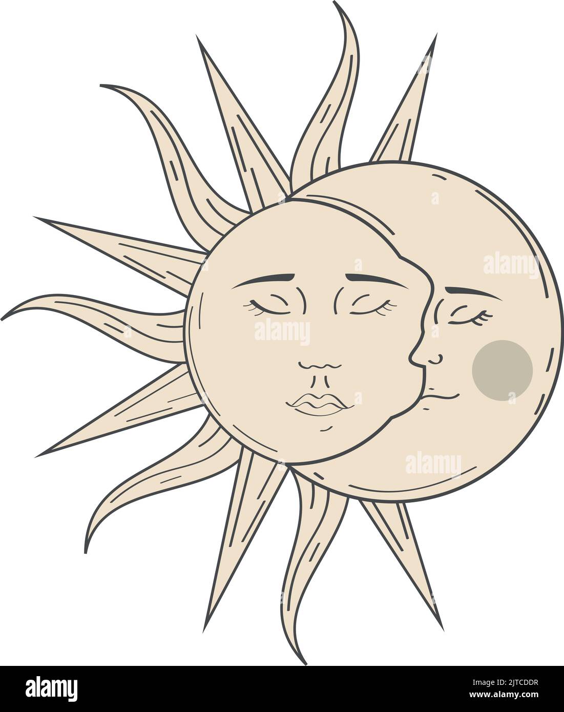 Vector illustration moon sun faces Stock Vector Images - Alamy