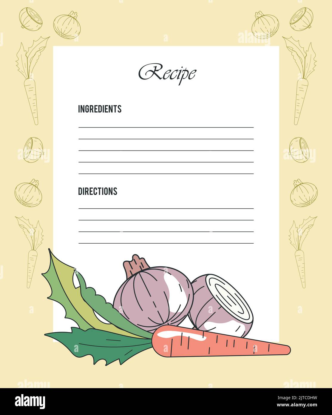 recipe paper with vegetarian food Stock Vector Image & Art - Alamy