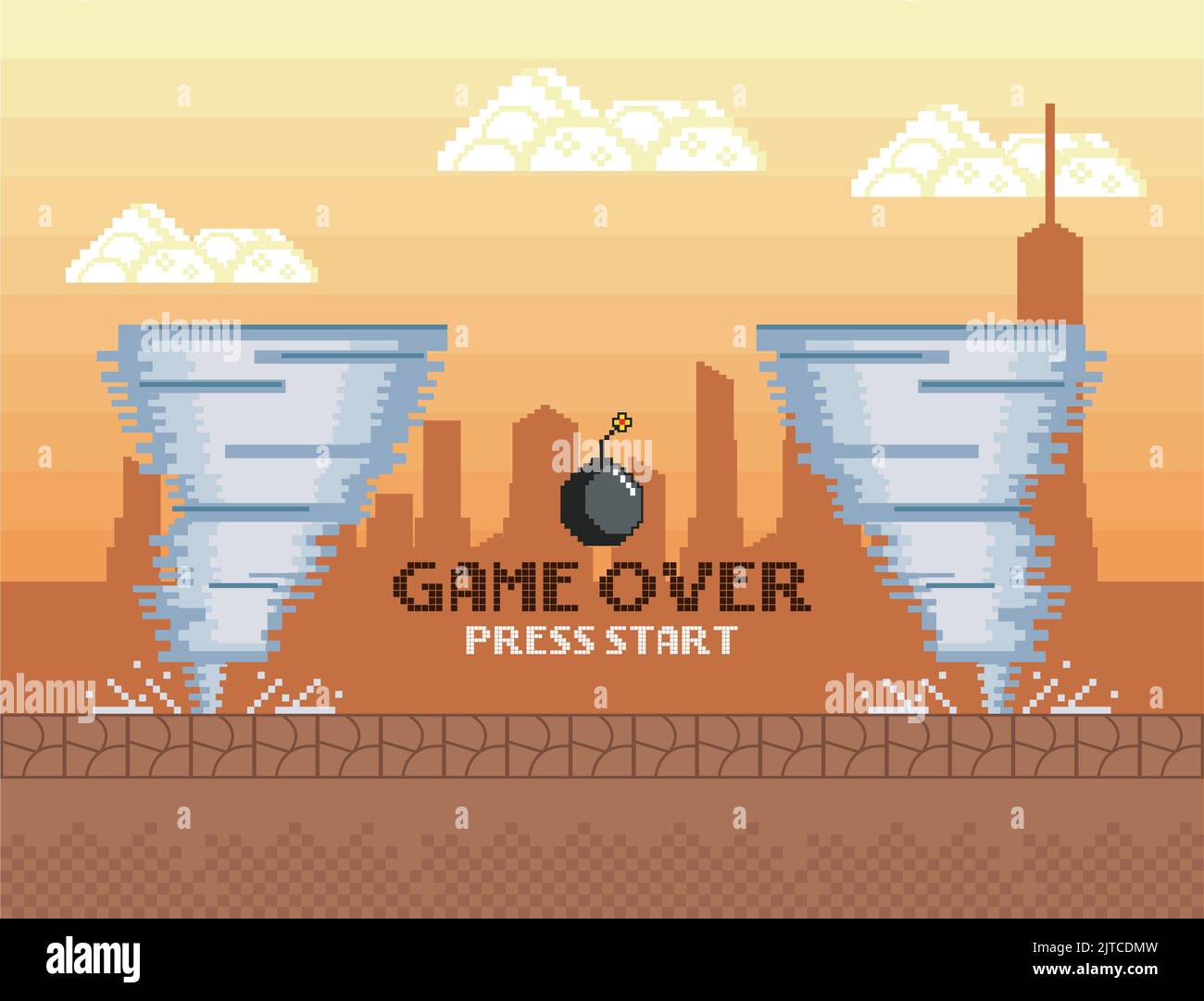 pixel art game over Stock Vector Image & Art - Alamy