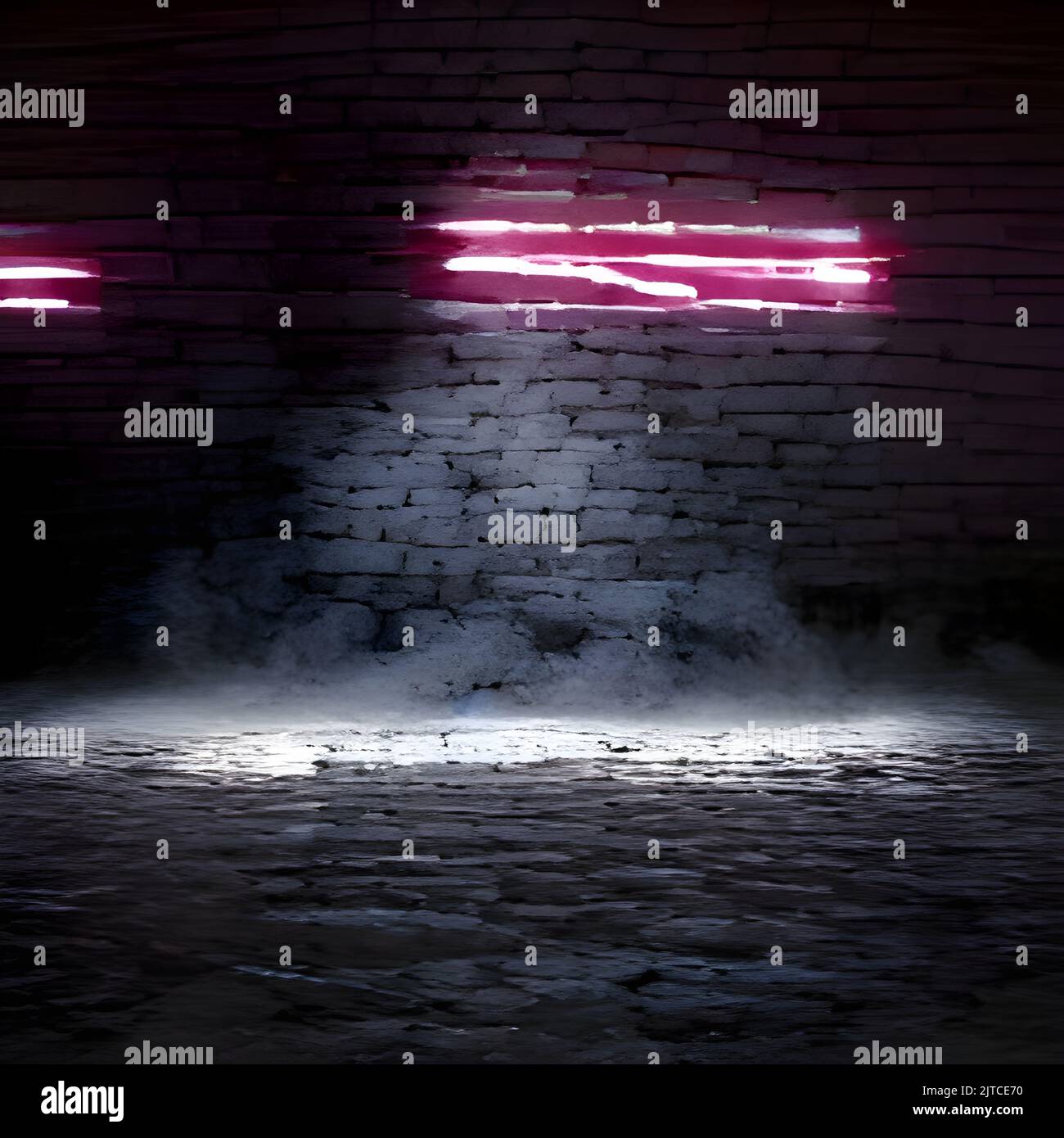 brick walls and neon light. Brick walls, neon rays and glow Stock Photo ...