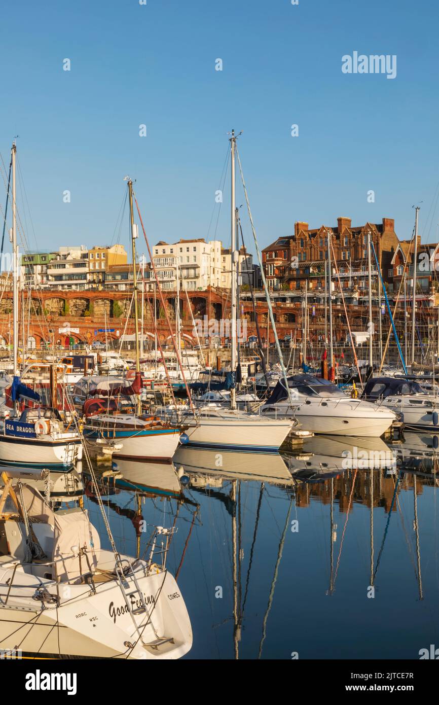 England, Kent, Ramsgate, Ramsgate Yacht Marina and Town Skyline Stock ...