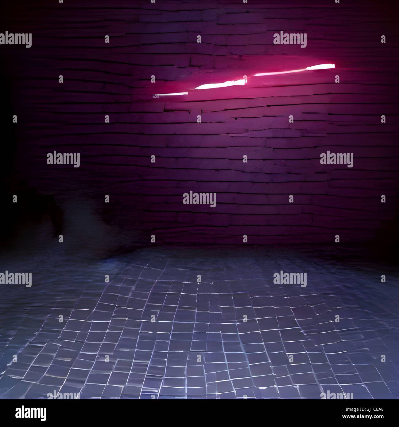 Empty wall background, basement, neon light Stock Photo - Alamy