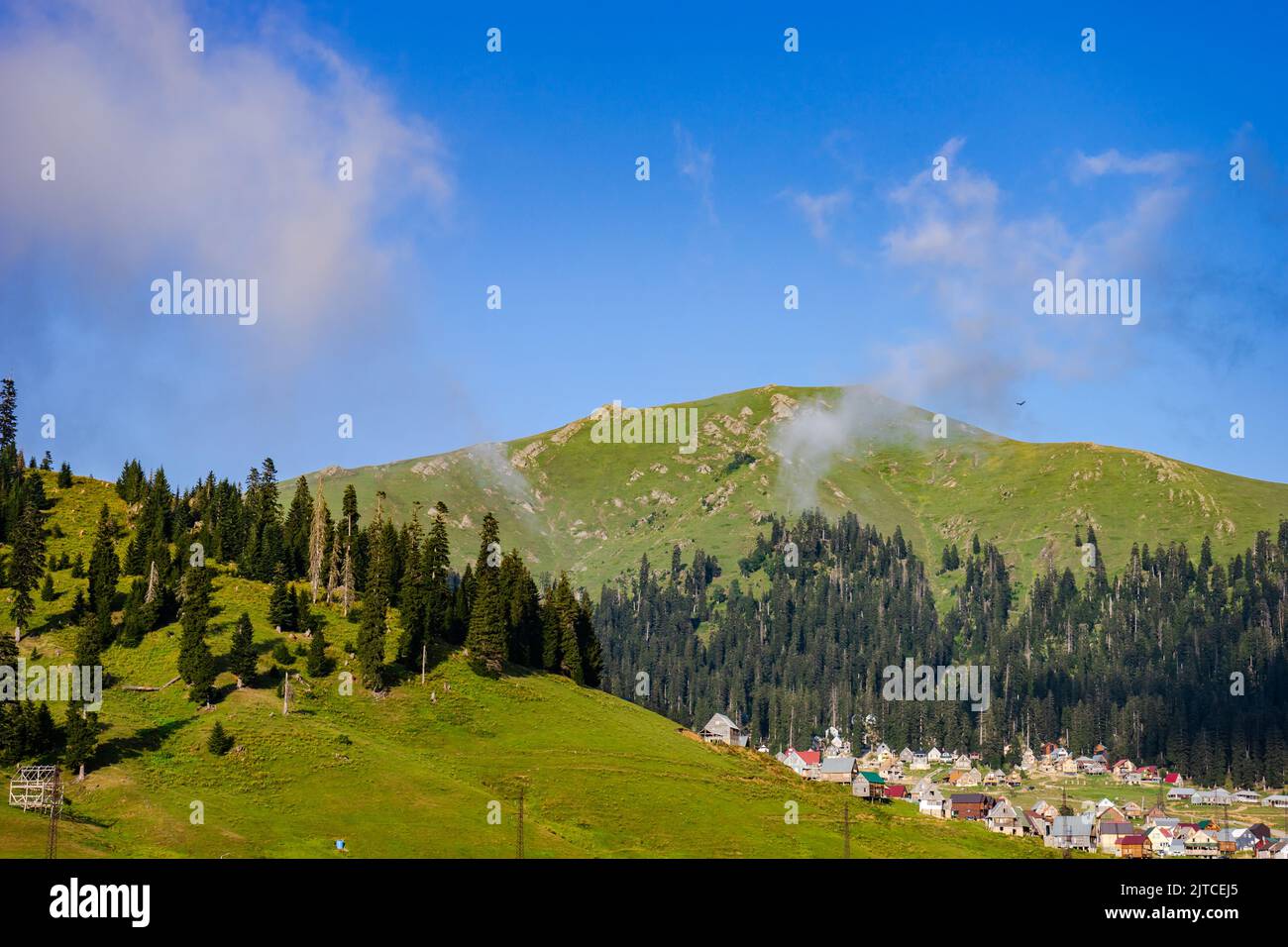 Old houses of Bakhmaro resort in georgian region Guria Stock Photo - Alamy