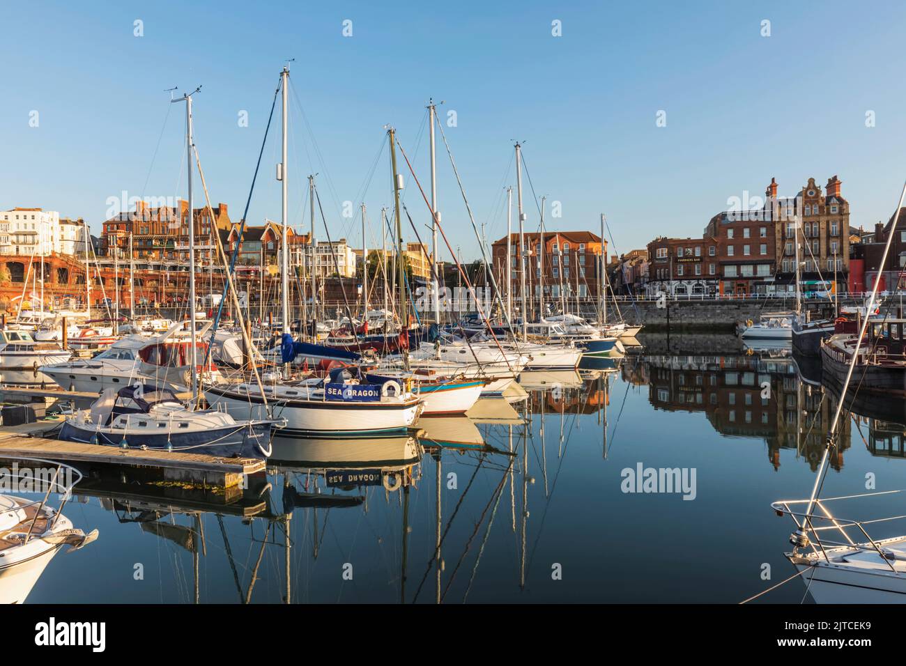 England, Kent, Ramsgate, Ramsgate Yacht Marina and Town Skyline Stock ...
